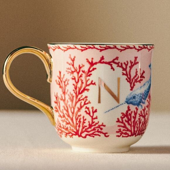 Anthropologie | Dining | Anthropologie Lou Rota Narwhale Monogram N ...